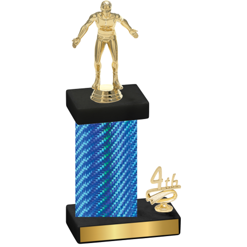 Accented Single Blue Carbon Fiber Fourth Place Wrestling Trophy ...